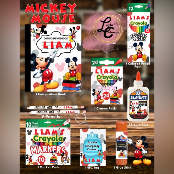 Office | Personalized Mickey Mouse School Bundle | Poshmark